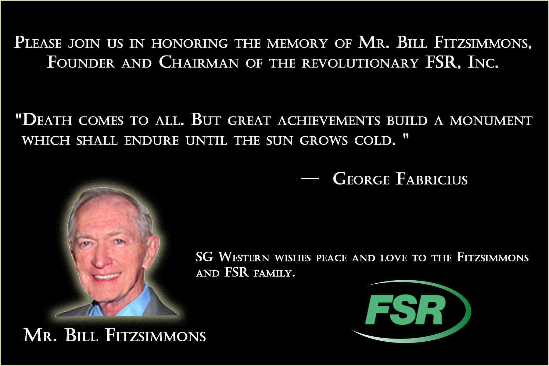 SG Western Honors Mr. Bill Fitzsimmons of FSR, Inc.